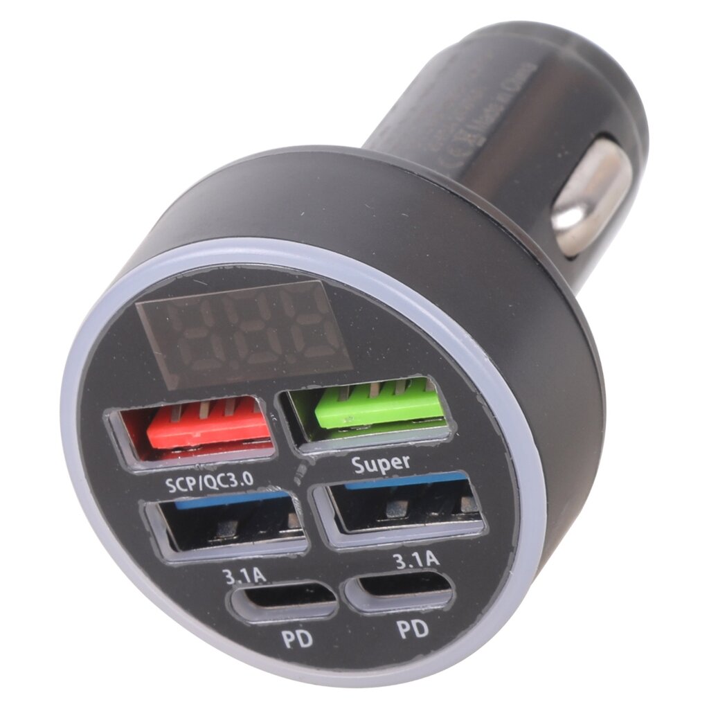 4-Портовый Автомобильный USB-адаптер для зарядки с Цифровым дисплеем для Одновременной зарядки различных устройств и контроля напряжения