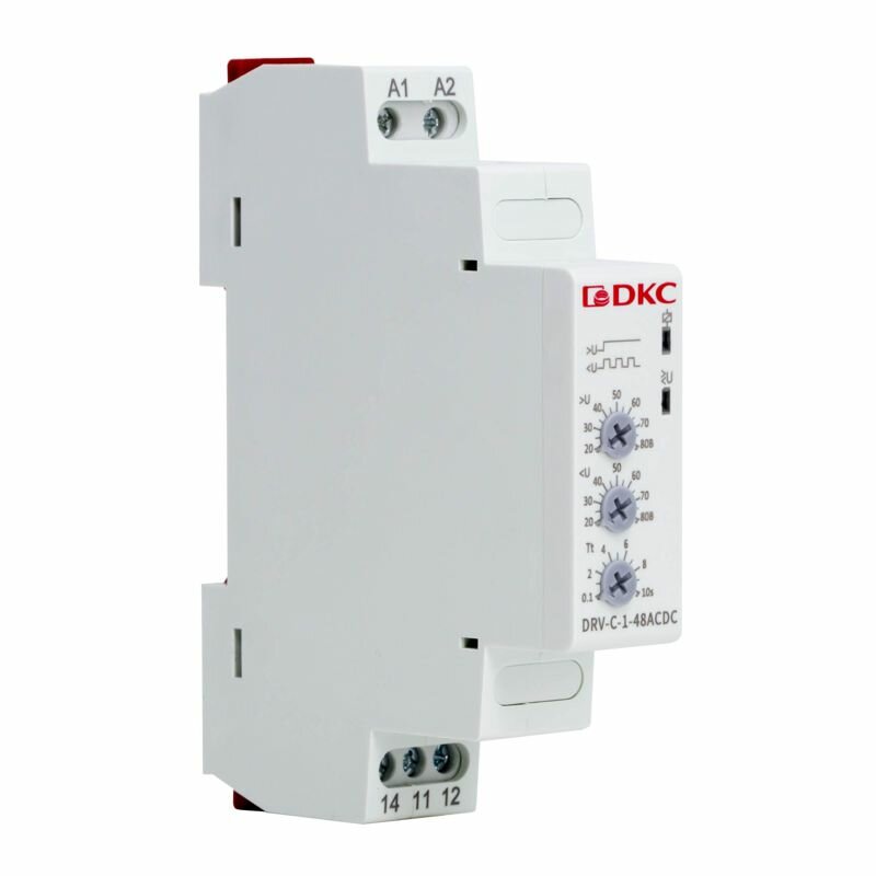 Реле контроля напряжения 1ф DRV конфигурация контакта 1CO 24-48В AC/DC, DKC DRV-C-1-48ACDC (1 шт.)