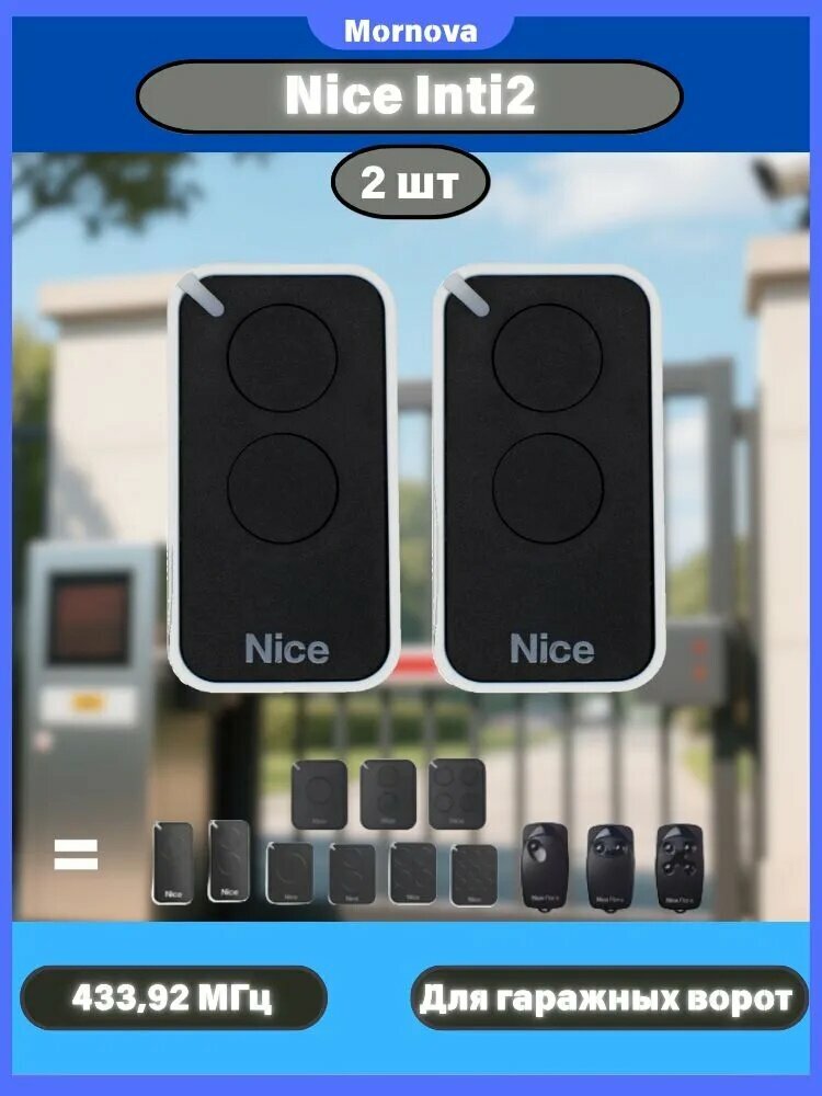 NICE INTI2 Пульт для автоматических ворот и шлагбаума , черный,2 шт