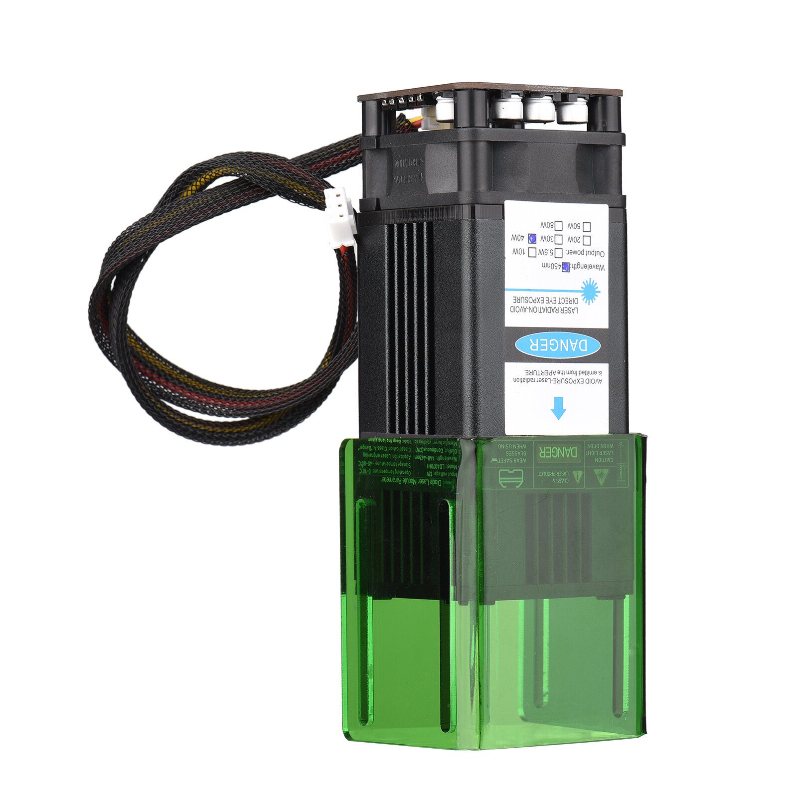 450nm 40W Laser Module with Protective Cover Fixed Focal Length Engraving Head High Speed Engraver Cutter 3D Printer CNC Router for DIY Craft Wood Leather Fabric Paper Cutting