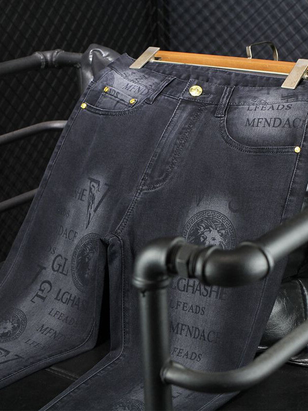 MON Мужские Джинсы Гонконг Стиль Весна Слим Стрейт Премиум Деним, Размер_28