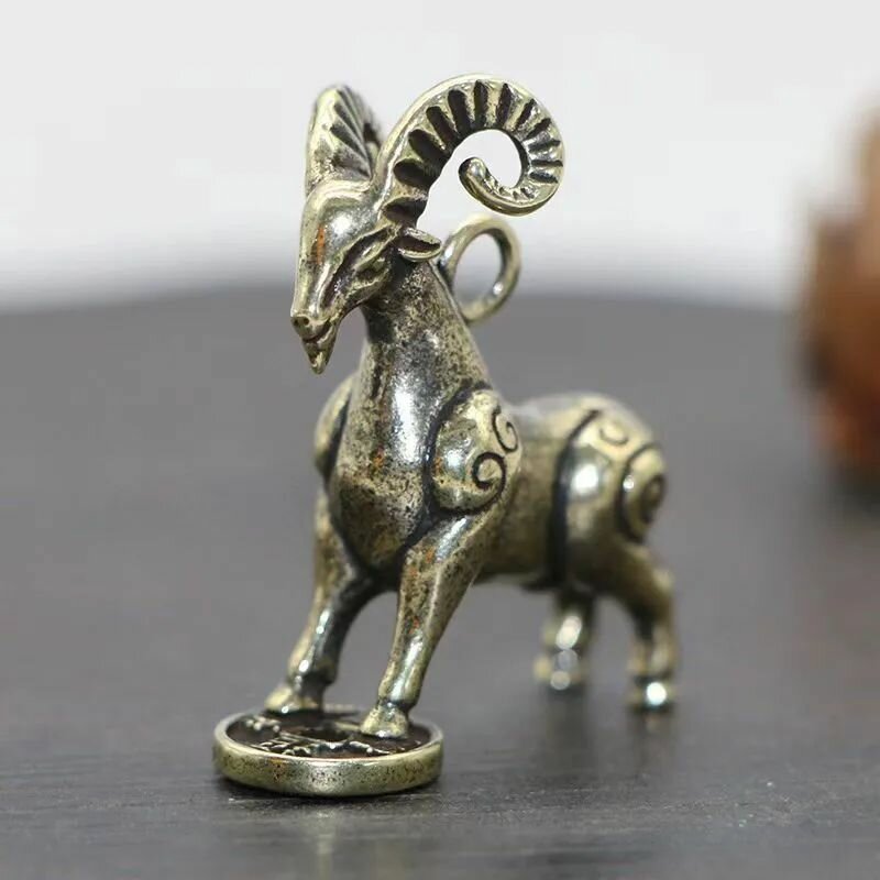 Брелок-подвеска Овен (Коза) на монете, латунный талисман зодиака, винтажный оберег на богатство