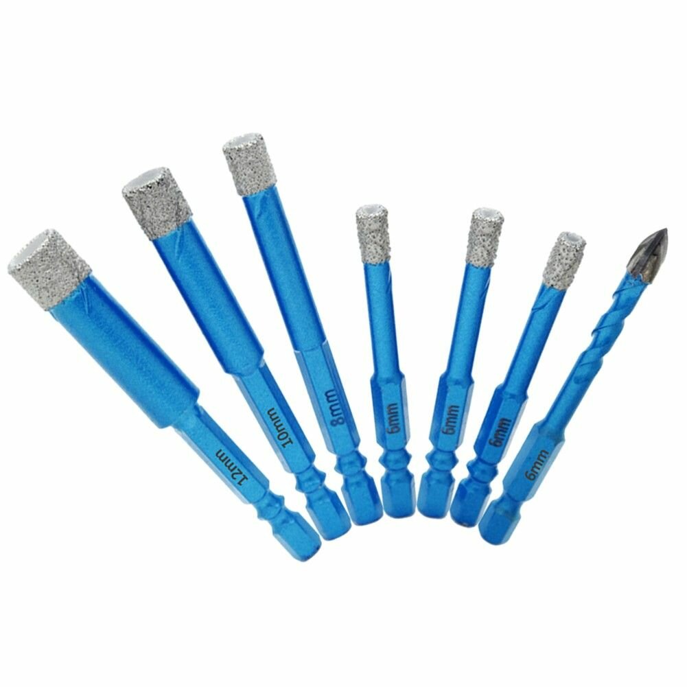 OZ-URJSH 7 шт. сверл с шестигранным хвостовиком для сверления мрамора, гранита, плитки, стекла 6-12 мм