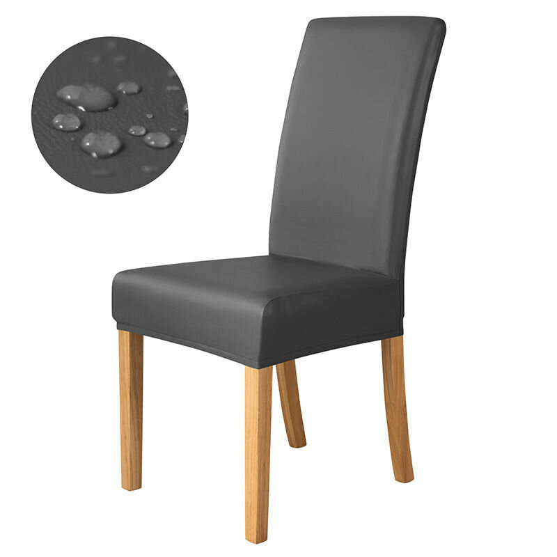 Водонепроницаемый набор чехлов для стульев с интегрированной спинкой, универсальный эластичный чехол для табурета для обеденного стола, кожа, простое домашнее использование