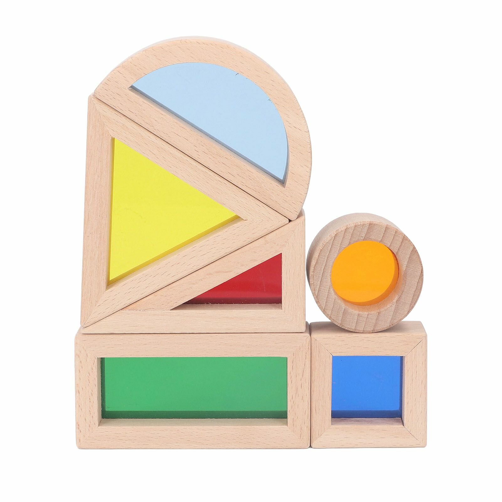 Прозрачные геометрические деревянные блоки, сенсорные, строительные