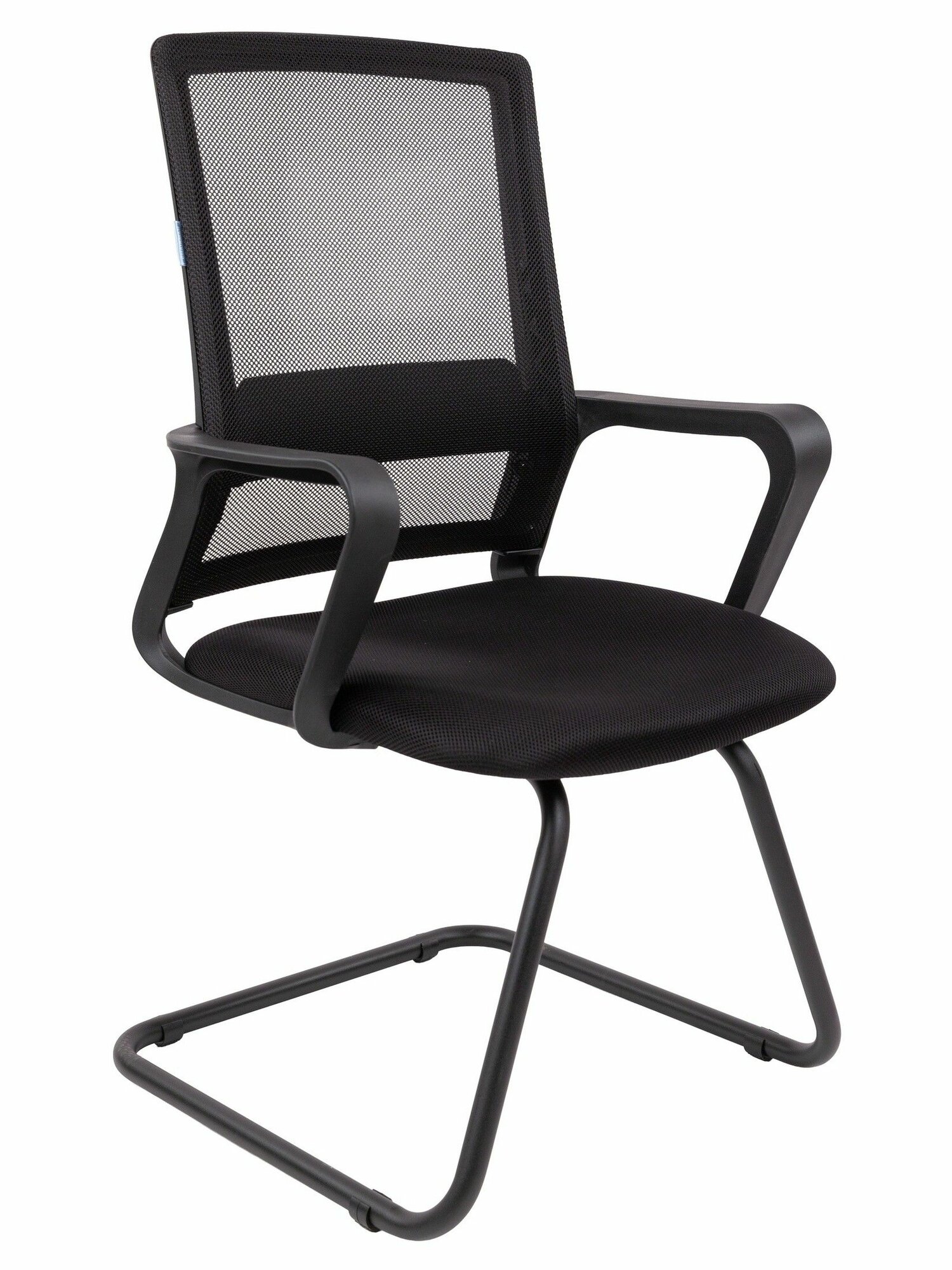 Конференц кресло CHAIRMAN 606 V ткань/сетка, черный/черный офисный стул на полозьях со спинкой сеткой