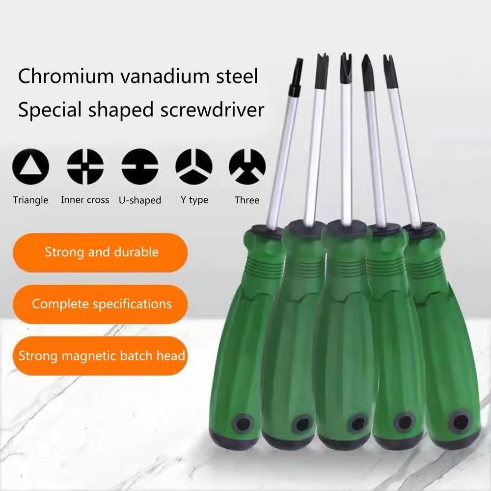 Набор отверток, Набор из 5 шт. нестандартных отверток: треугольная, U-образная, Y-образная, крестовая, прямая - 1 комплект из 5 шт.