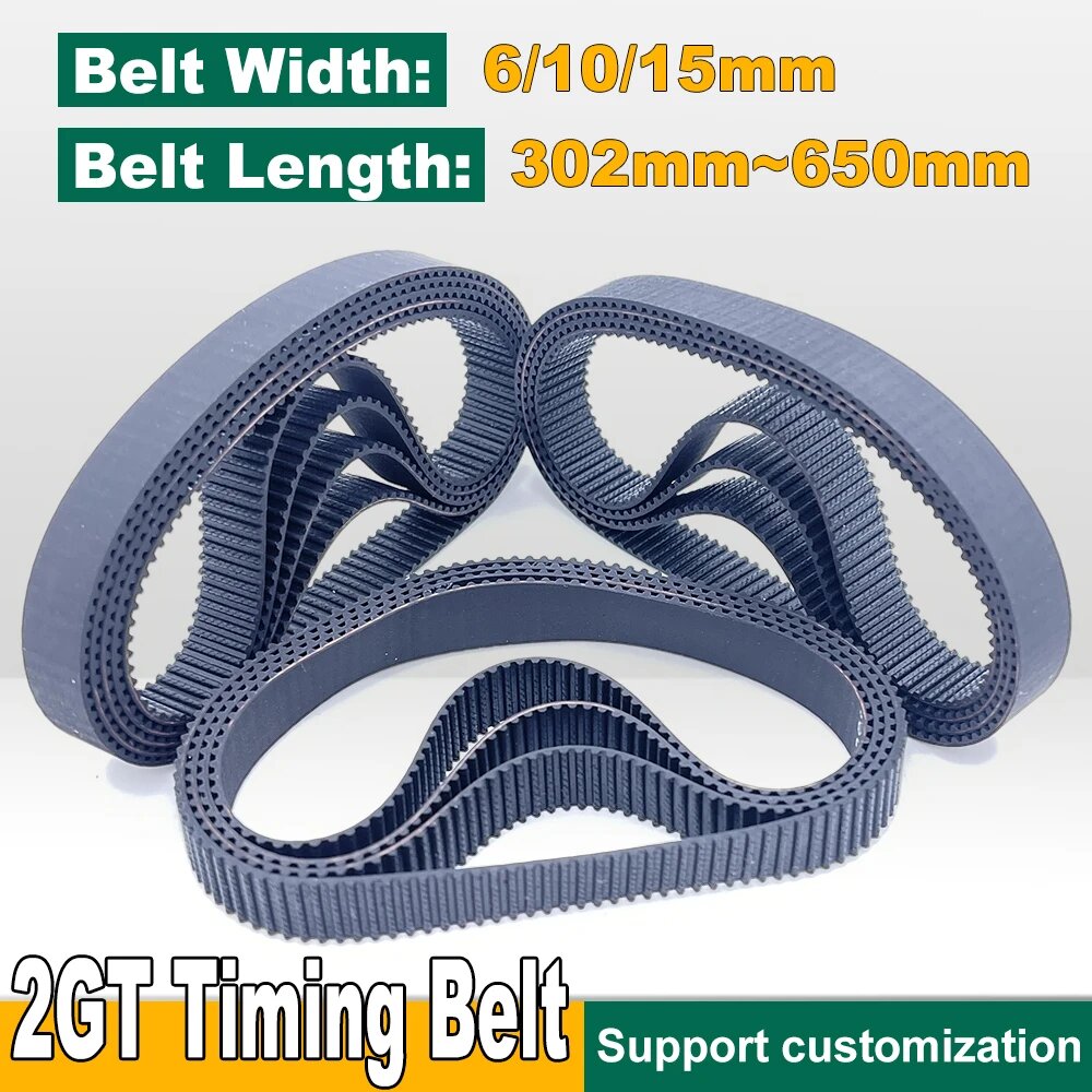 Ремень ГРМ 2GT/GT2 302-650 мм 6/10/15 мм Belt Width 10mm, 2GT-406mm