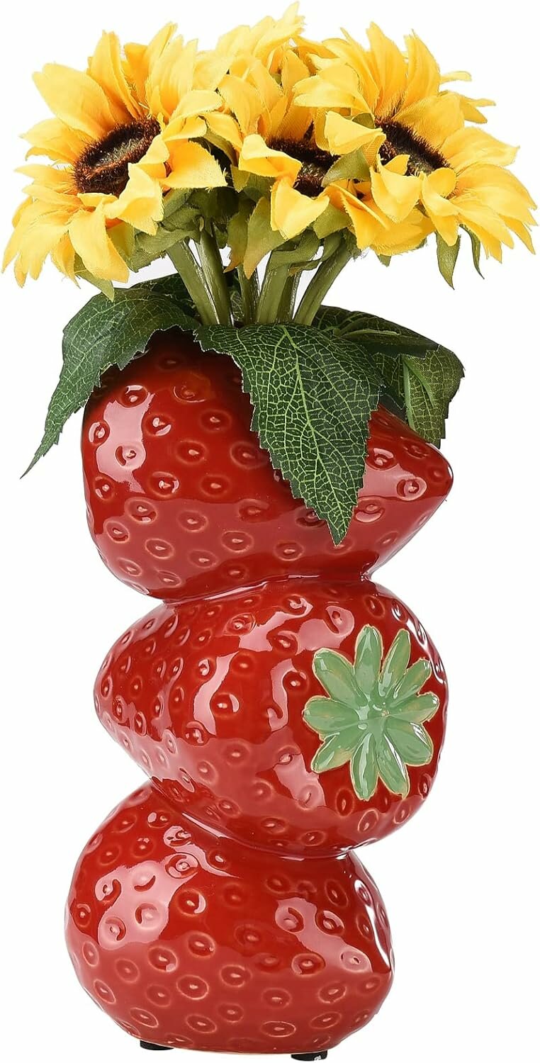 HAQI Керамическая ваза в виде клубники для цветов, элегантная высокая ваза для свадебного декора и украшения дома