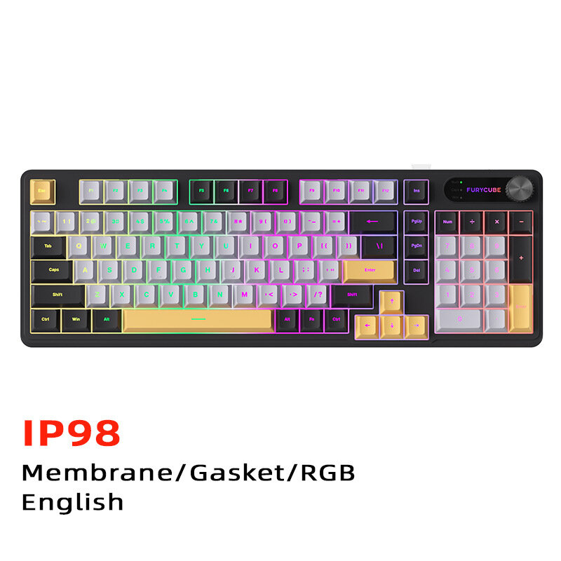 Клавиатура FURYCUBE IP98 с механическим ощущением, водонепроницаемая, для компьютерных игр, киберспорта, высокого внешнего вида, проводная, бесшумная