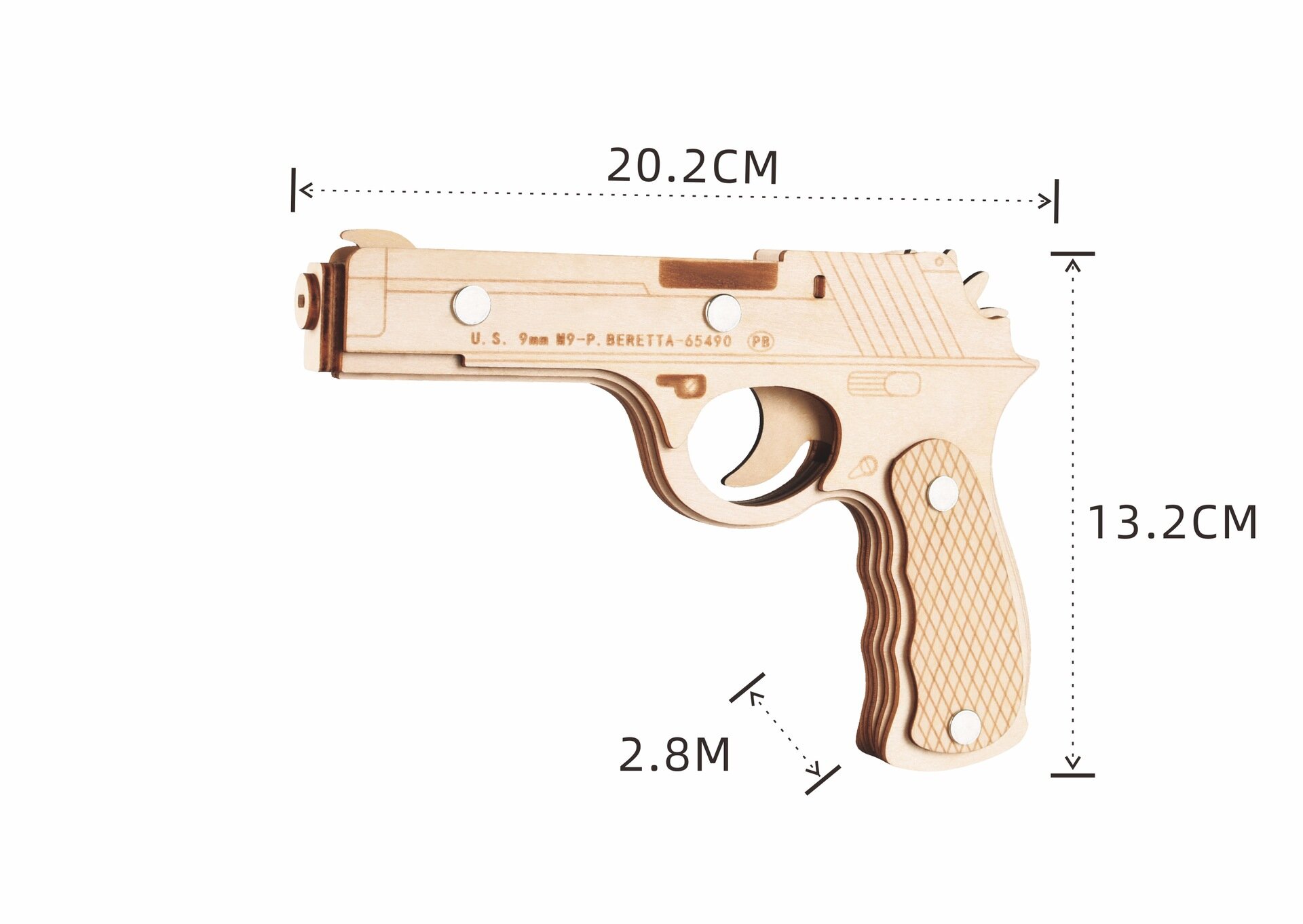 Модель пистолета Beretta M9, деревянная сборная игрушка для детей, реалистичный дизайн, 120 символов
