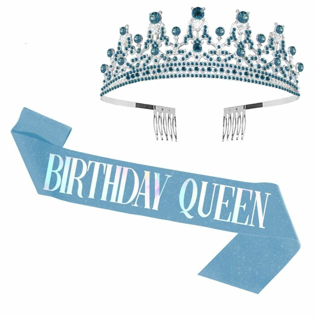 Корона с кристаллами для дня рождения, - Голубая Королева