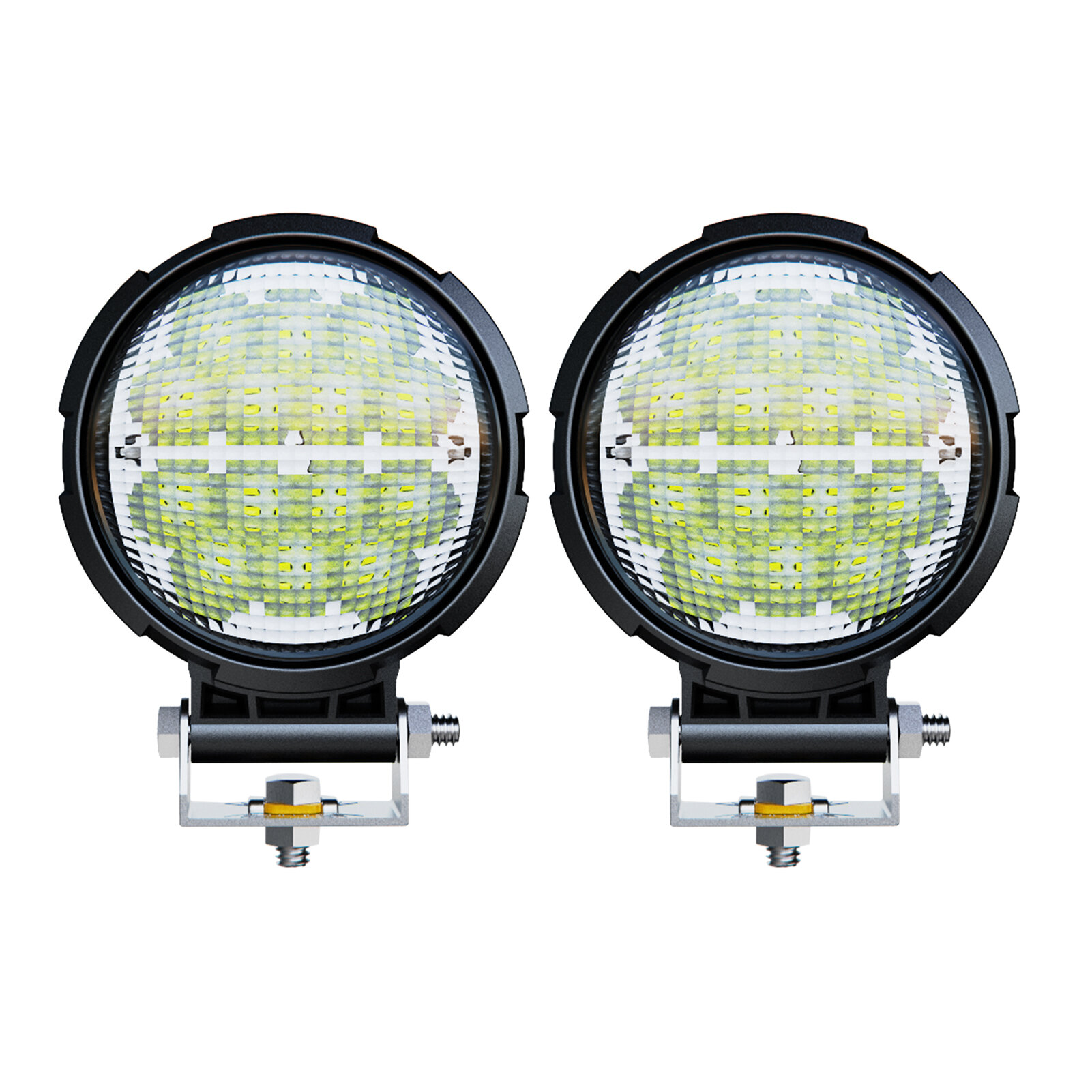 LED Work Light 4 inch 140W 10000LM 6000K Black IP68 Flood Lights для Truck Motorcycles SUVs ATVs Boats (2 Pack) 9-30V DC Aluminum Alloy Thickened Polycarbonate Lenses -40℃~+120℃ 50000 Hours