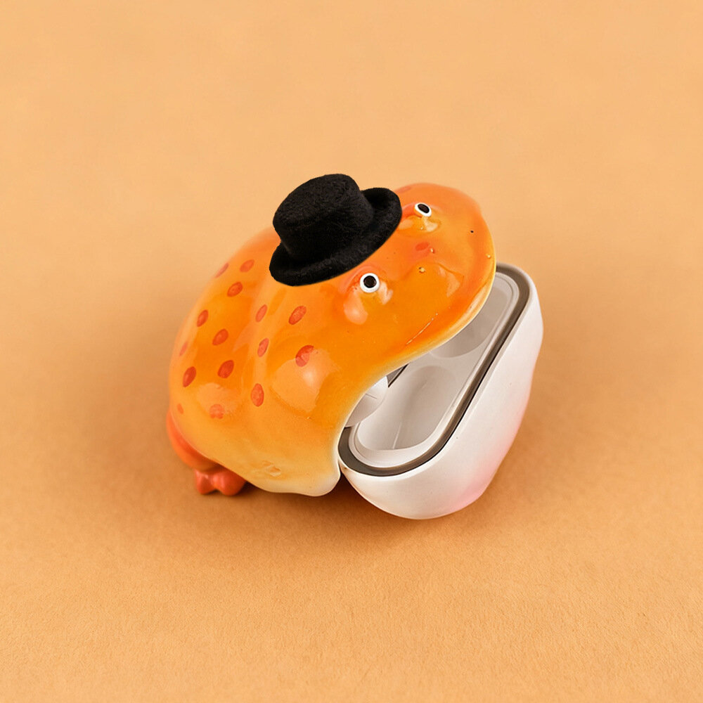 Милая чехол для наушников в виде золотой жабы в цилиндре для AirPods Pro 2 3 4 1 2 3 4 Huawei FreeClip 2 защит