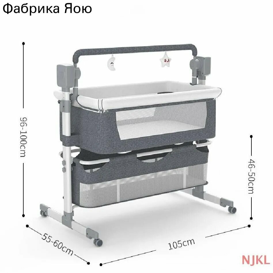 Кровать детская 60х105х100 см, темно-серый