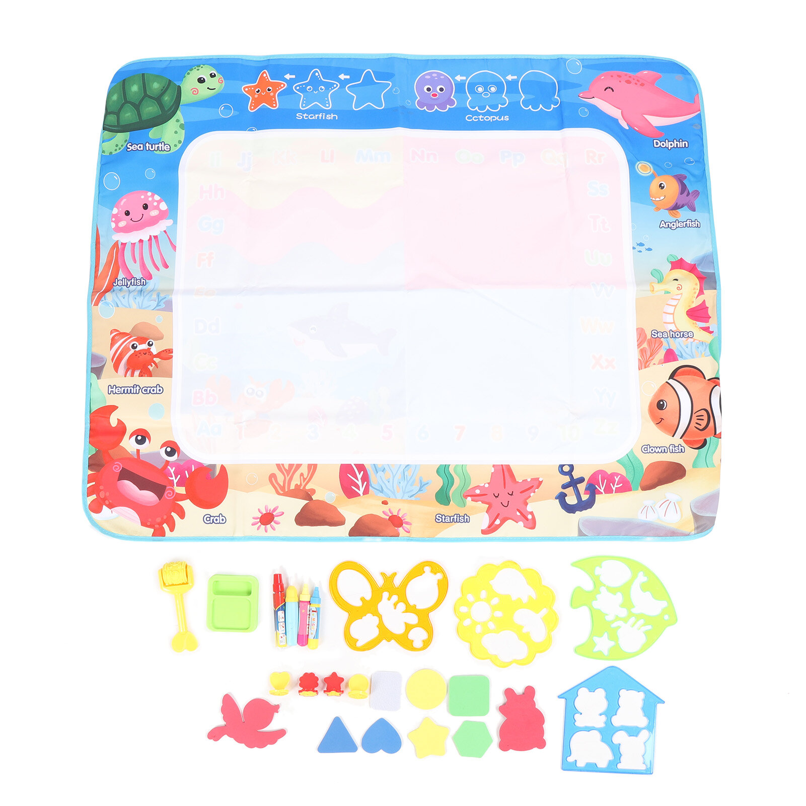 Многоразовый большой коврик для рисования водой, доска для рисования водой, развивающая игрушка с ручками.