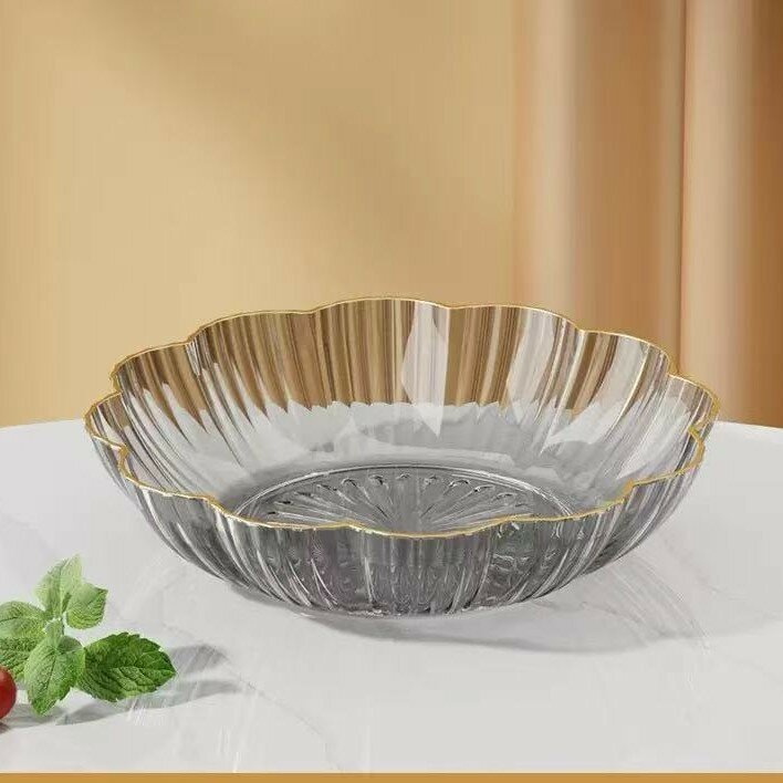 Креативная прозрачная тарелка для фруктов с высоким внешним видом, легкая Роскошная утолщенная тарелка для фруктов