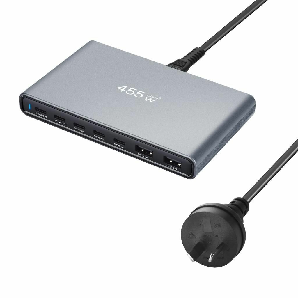 455W Тонкий зарядник GaN PD100/65W, AU