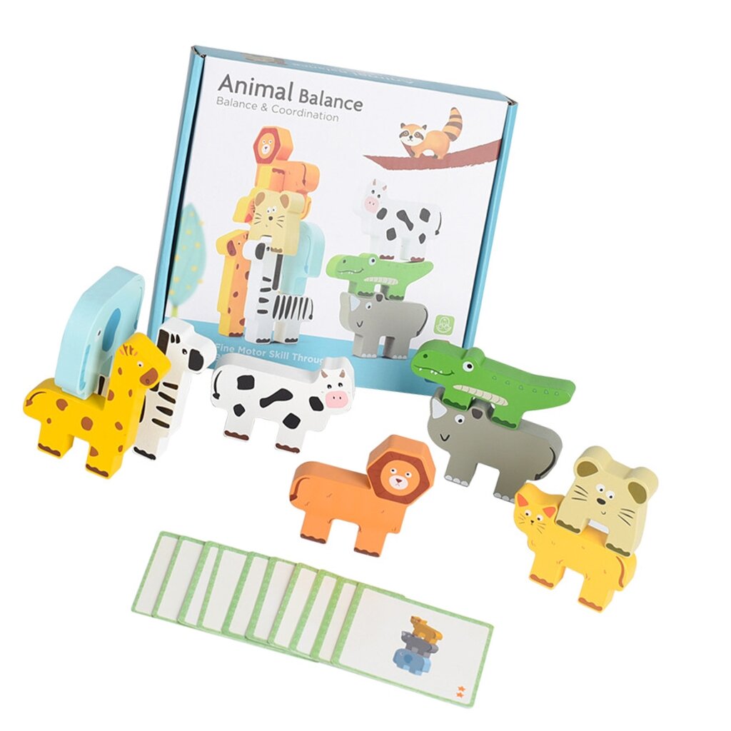 Игрушка,1 коробка деревянных детских игрушек animal balance stacking music с рисунком животных когнитивная укладка развивающих игрушек для раннего образования