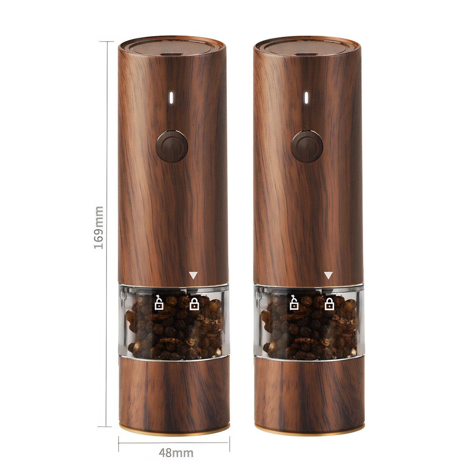 Набор электрических мельниц Electric Grinder Rechargable, аккумулятор и подставка, 2 шт, коричневый