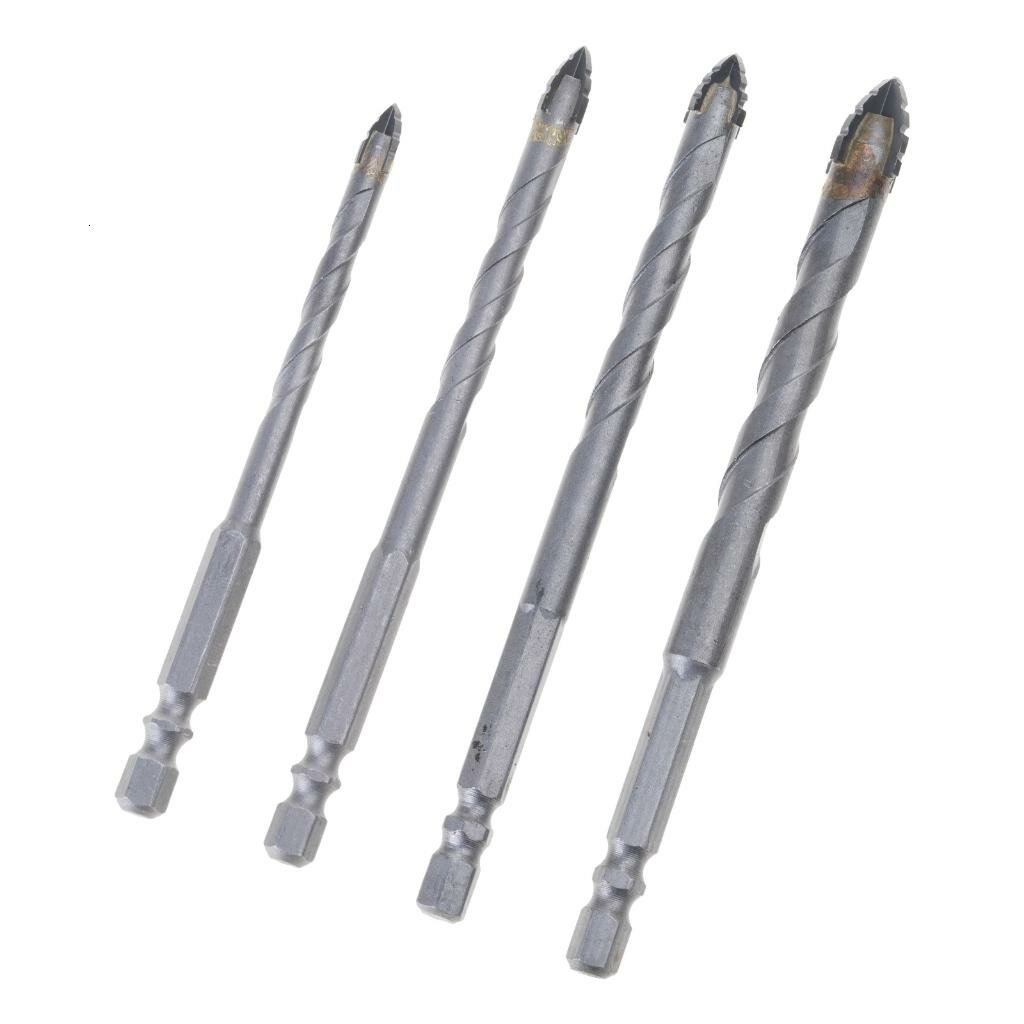 Сверло по бетону и плитке, крестовидная заточка, четырехканавочное, из легированной стали
