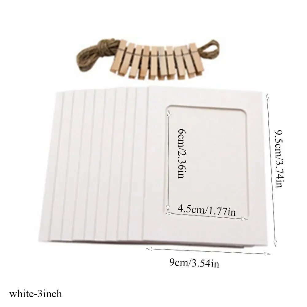 Бумажные фоторамки из крафт-бумаги с зажимами --white-3inch
