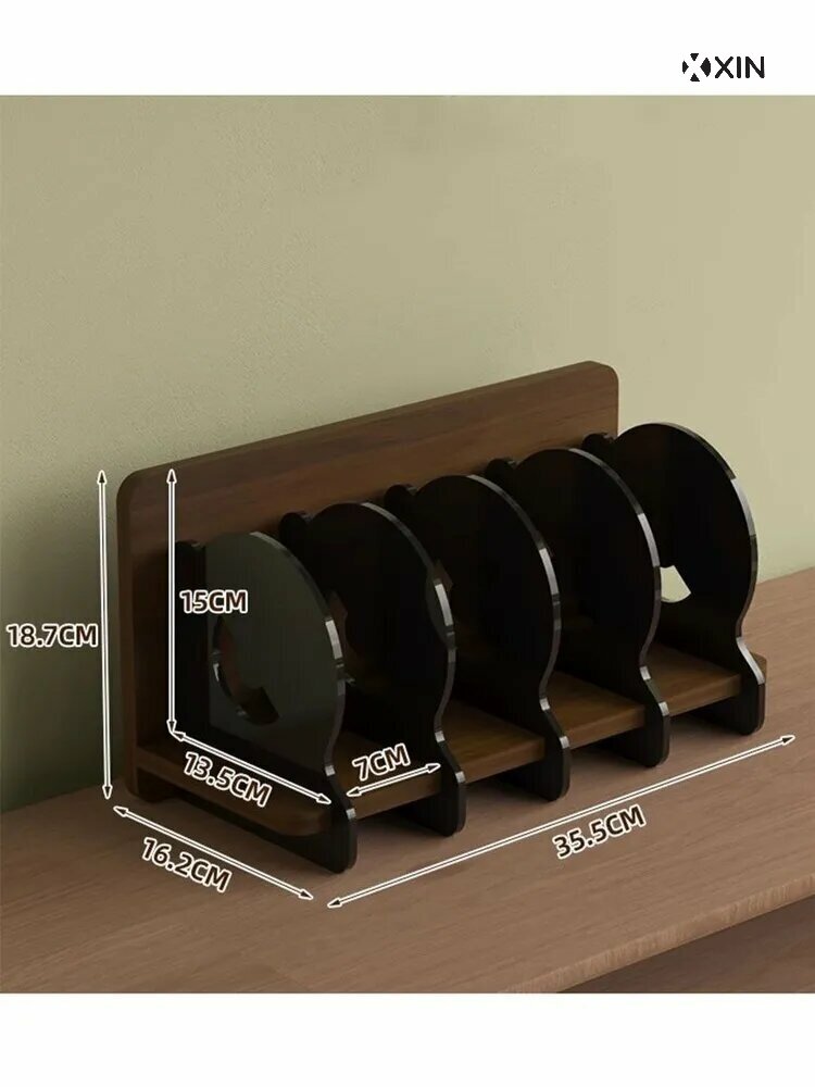 Подставка для дисков и винила 35.5×16.2×18.7 см | Вмещает 20 CD/пластинок | МДФ + акрил | Стиль минимализм | Коричневая