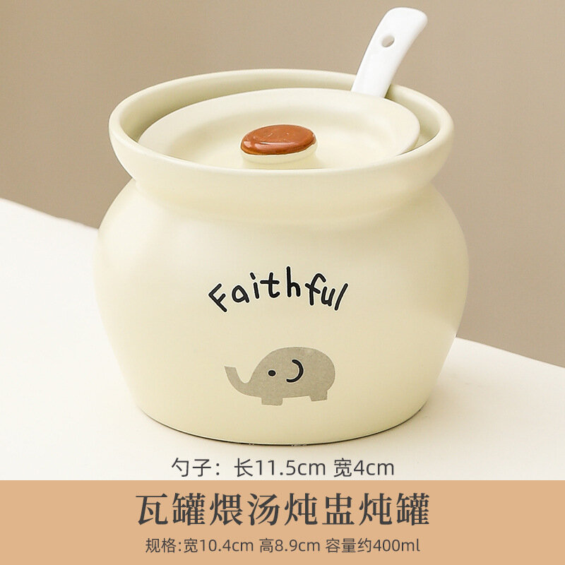 ⭐Керамическая кастрюля для тушения супа Jiangxi Shaxian, закуска Zhuque, кастрюля для тушения, домашняя кастрюля с крышкой, водоразделитель для одного человека, чашка для вареного яйца⭐
