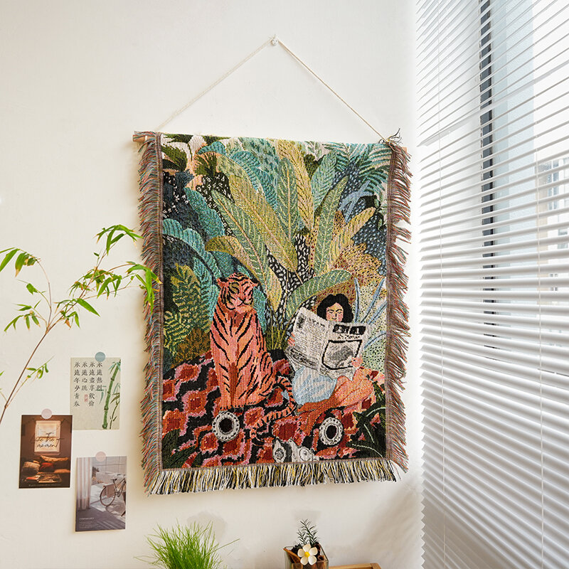 Скандинавская хлопковая нить, тканый гобелен, декор для кемпинга, украшение комнаты, спальни, декоративная висячая ткань, фоновая ткань, покрытие для шкафа