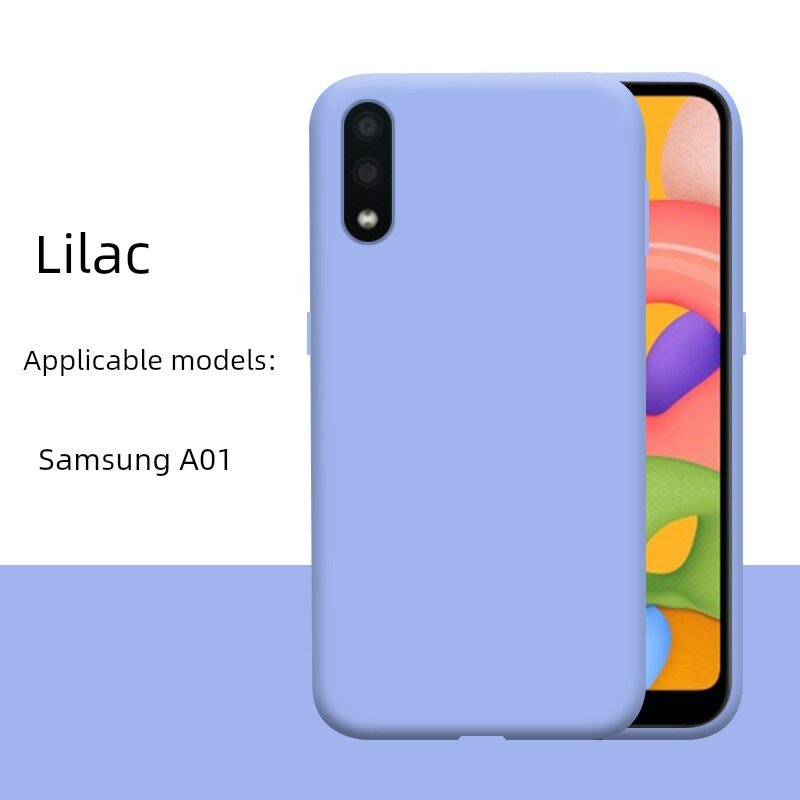 Чехол для Samsung A01 из жидкого силикона, ударопрочный, ультратонкий, лиловый цвет, защитный чехол для смартфона