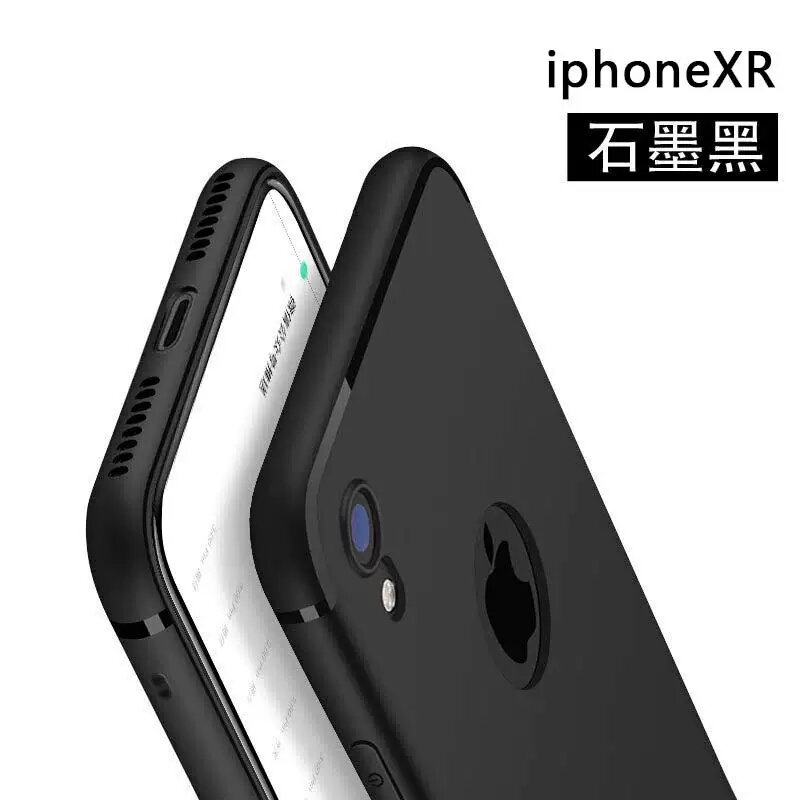Мягкий силиконовый чехол для iPhone XR с вырезом логотипа - Черный защитный чехол