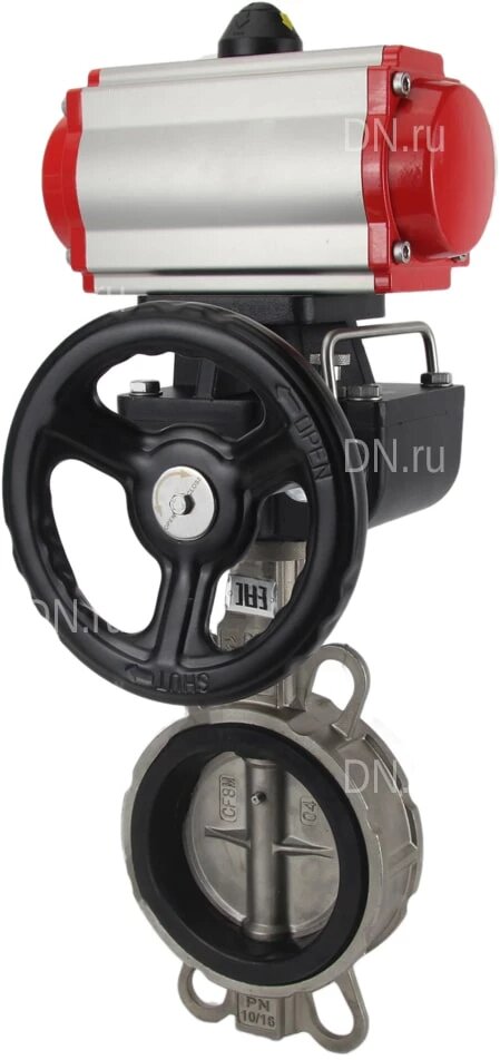 Затвор DN.ru 316L-316L-VITON Ду150 Ру16, с пн. прив. DN.RU DA-105, дублером HDM-3
