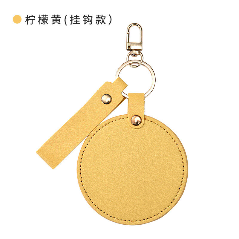 Круглое кожаное вращающееся зеркало для макияжа, портативное зеркало для студентов, подвесное зеркало для ключей, подарок, карманное зеркало