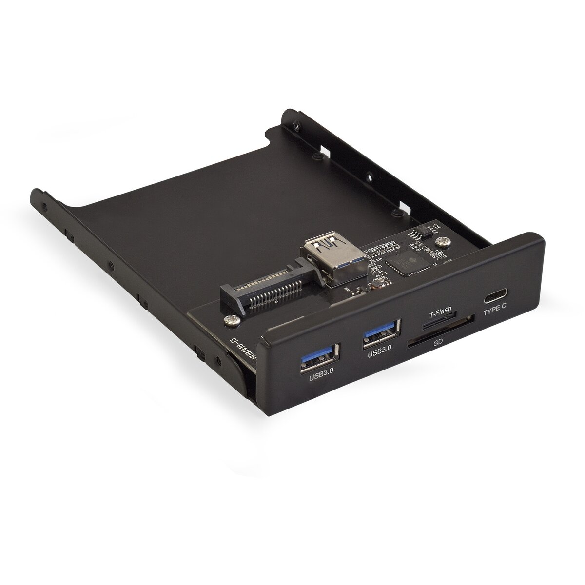 Планка ExeGate U3H-621, 3,5", 2*USB3.0+1*TypeC+1*SD+TF card, black, металл