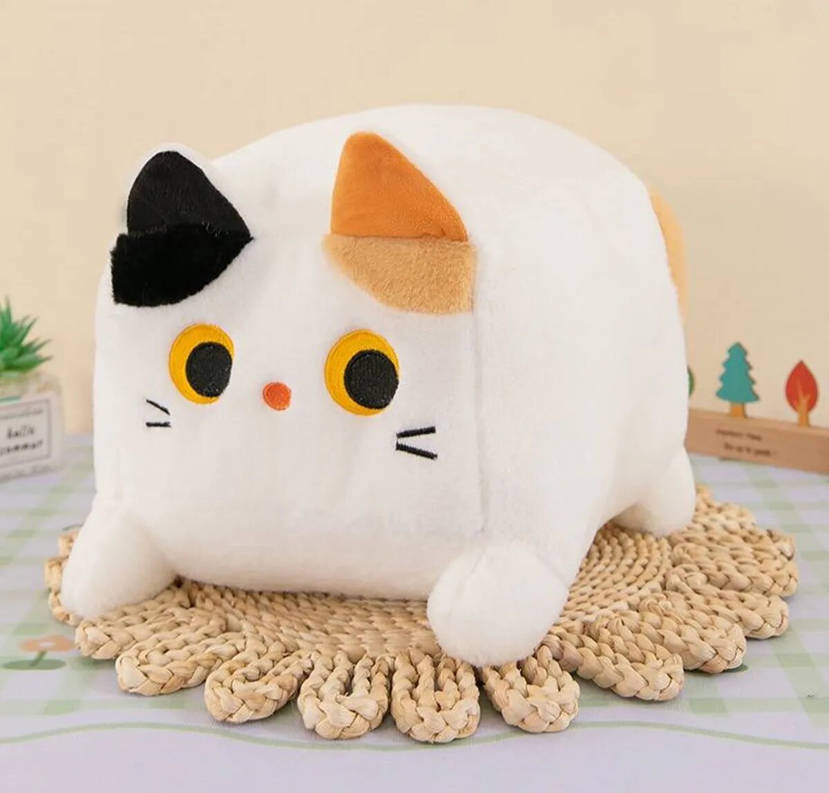 Мягкая игрушка Котокуб / Кот-куб квадратный белый 20см