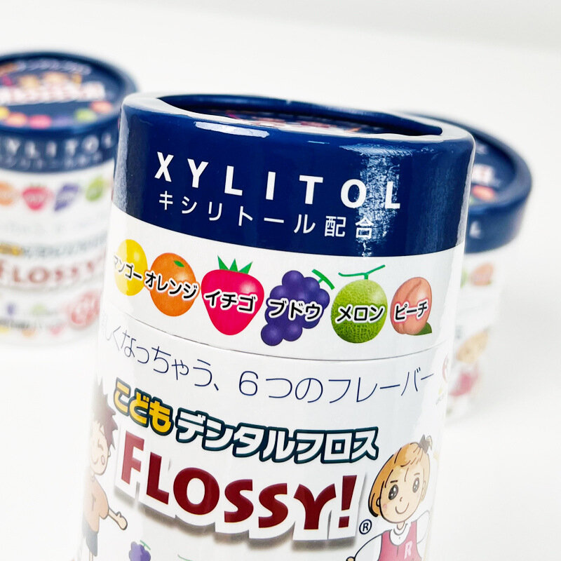 Зубная нить Flossy, лицензированная японская зубная нить Flossy, зубная нить для детей, фруктовый вкус, уход за полостью рта детей