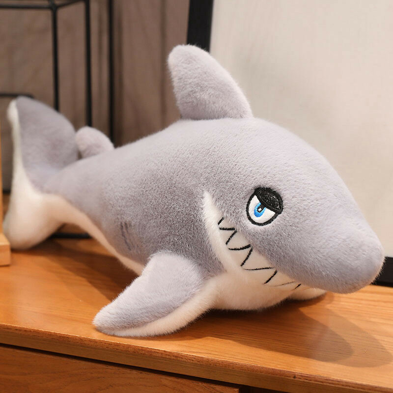 Плюшевая игрушка ultra soft giant shark realistic megalodon, светло серый, 45 см
