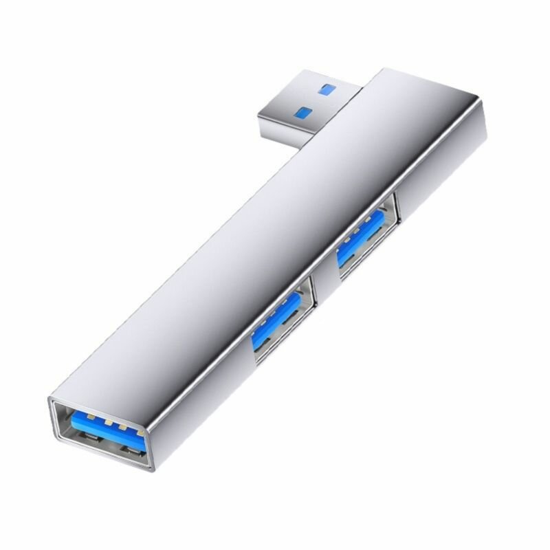(1 шт.) Угловой разветвитель USB-A (90 ) на USB 3.0/2.0 серебристый