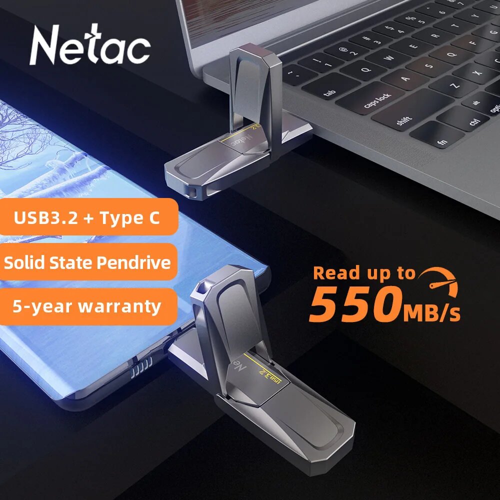 Netac US5 USB-флешка 128/256/512 ГБ/1 ТБ 256 ГБ