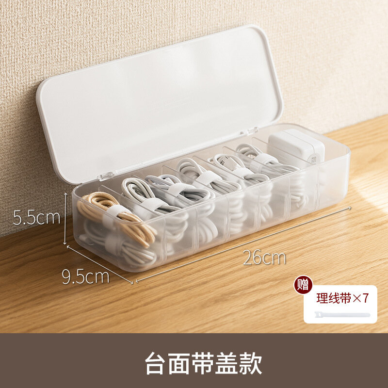 Коробка для хранения кабелей Lazy Corner с крышкой, органайзер для зарядных кабелей и вилок, настольная коробка для управления кабелями, намотчик кабелей