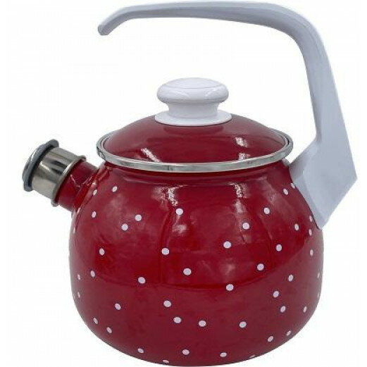 Чайник эмаль 2.5Л WHITE DOTS со свист вишневая лысьва