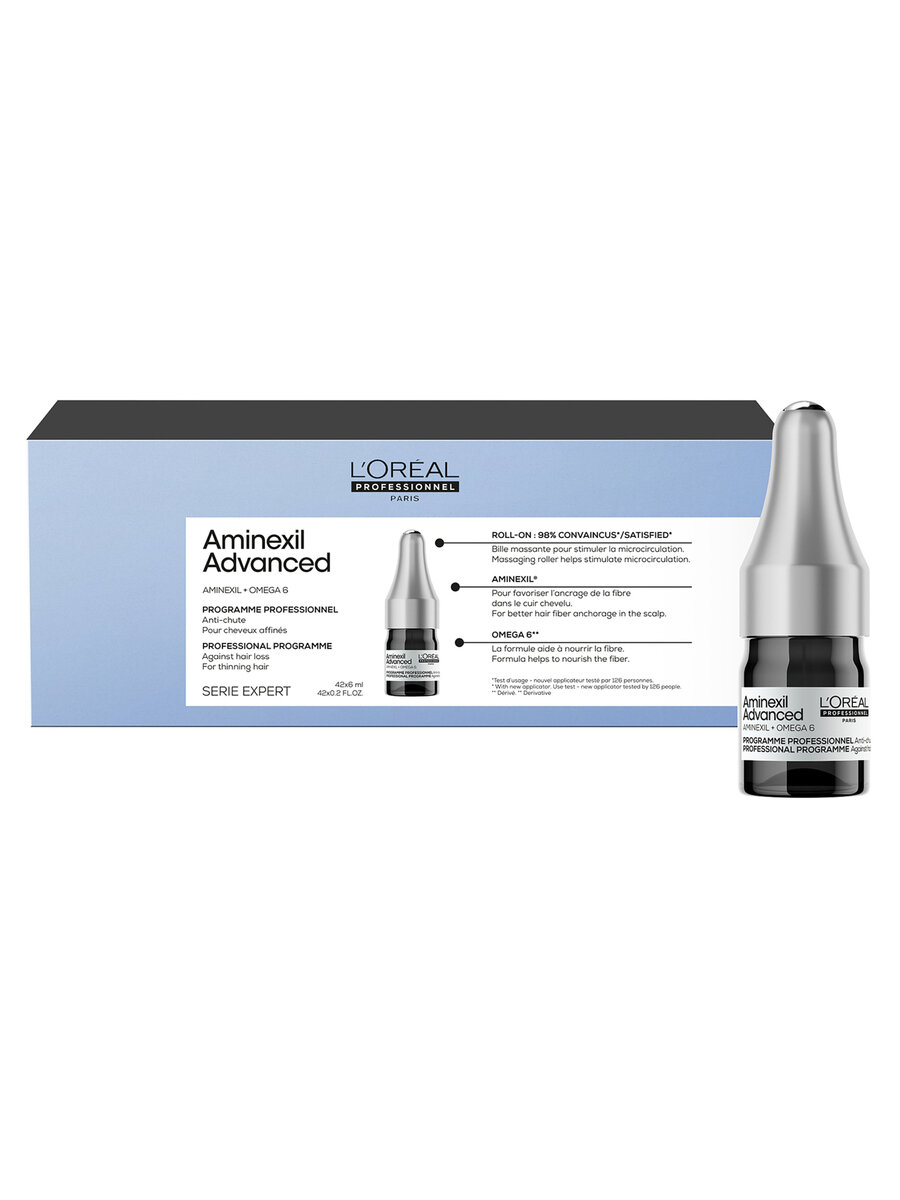 Ампулы против выпадения волос с роликовым аппликатором L'Oreal Professionnel Aminexil Advanced Expert, 42*6 мл