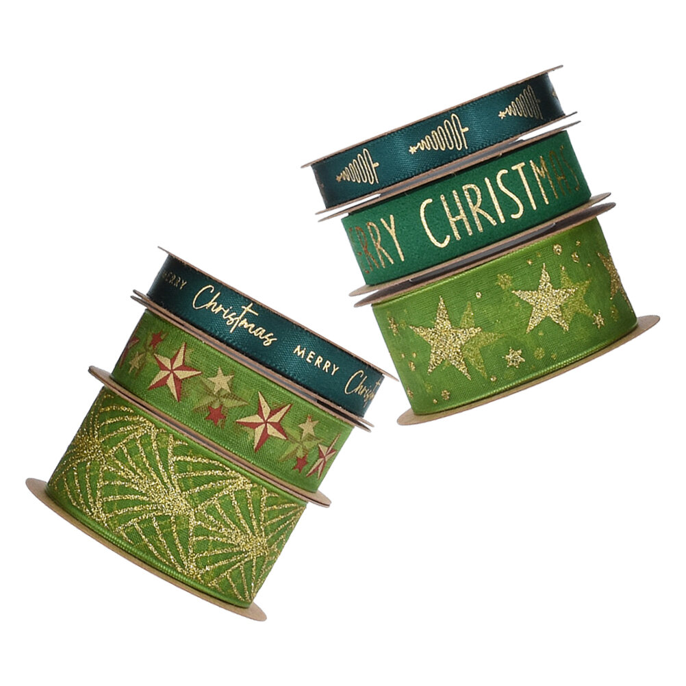 Декоративная Лента С Проволокой, 6 Рулонов, Зеленый Цвет, Для Новогоднего Украшения И Упаковки Подарков, Долговечная