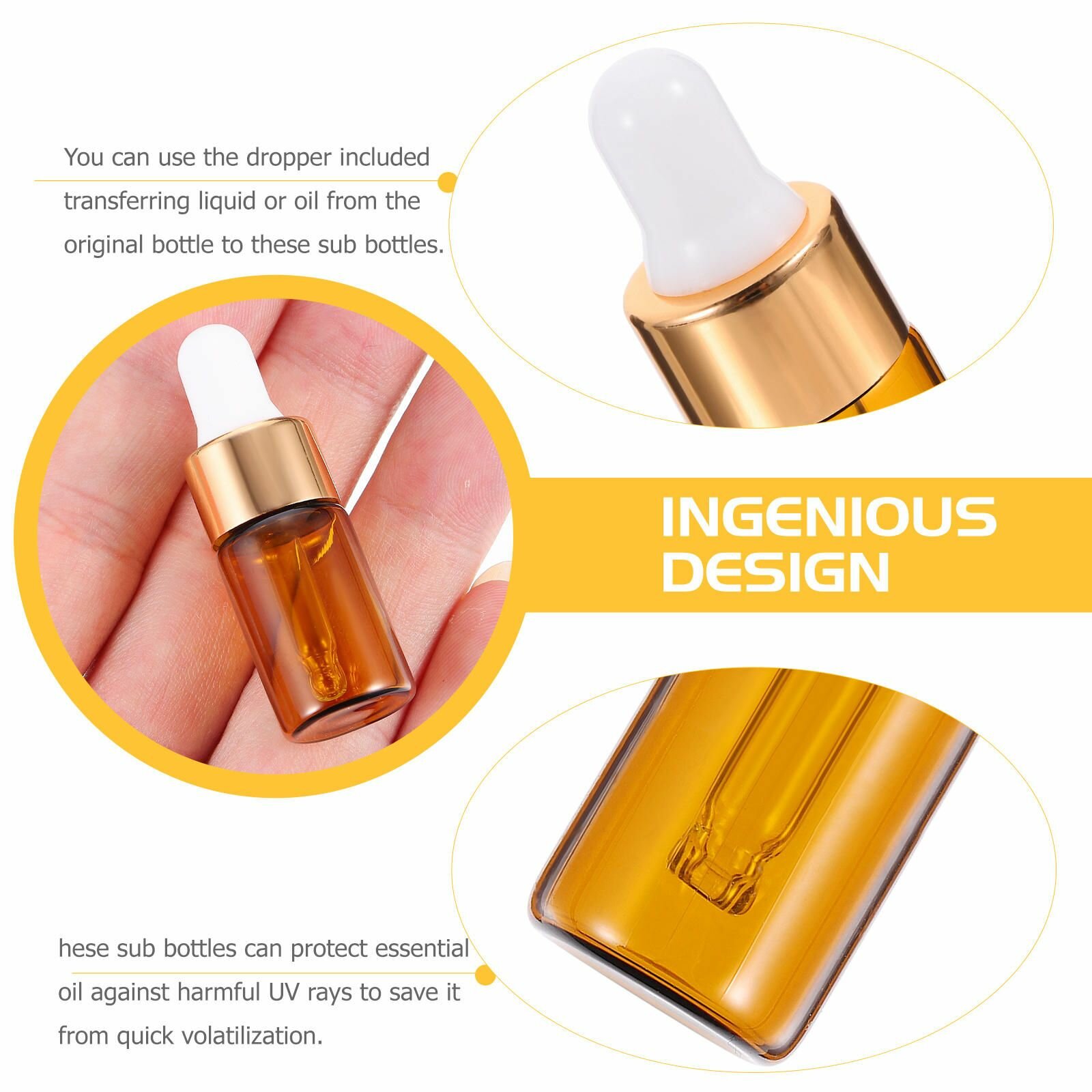 Мини-Бутылочки С Пипеткой, 30 Штук, Объем 3 Мл, Оранжевый Цвет, Для Хранения Кремов И Парфюмерии