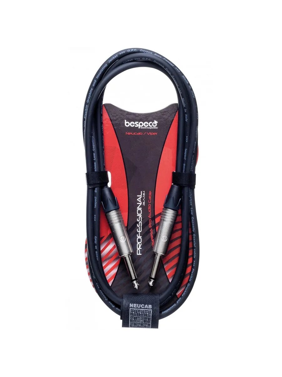 Гитарный кабель Bespeco "NC", 6м, экран, экранированный провод, прямой-прямой, 1/4 Jack TS