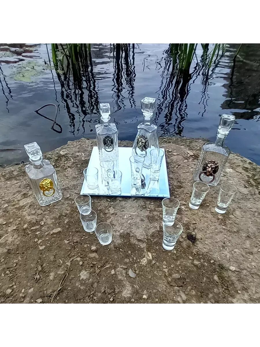 Графин граненый большой Лев 500мл+ 2 стопки 50мл