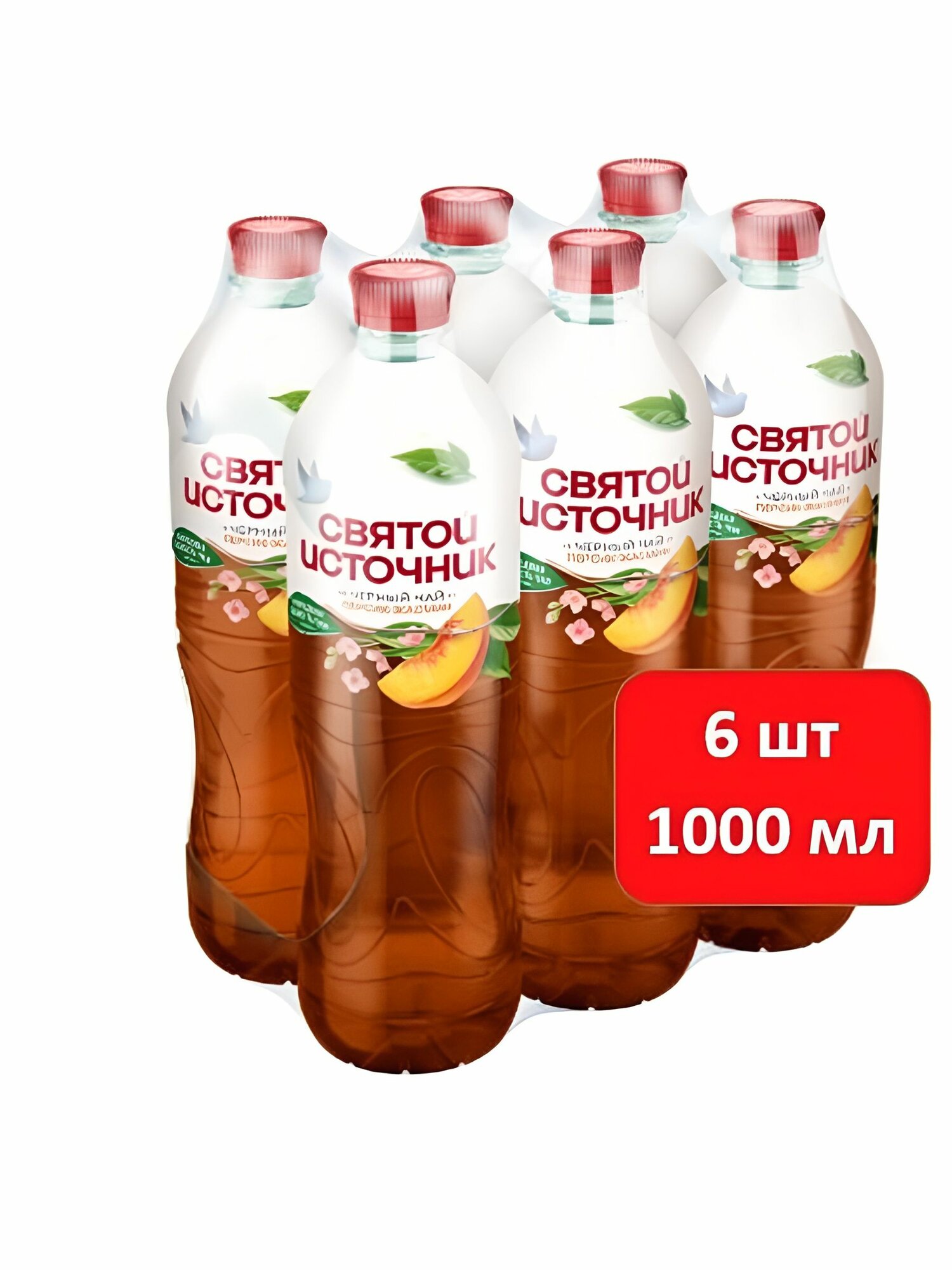 Холодный чай Святой Источник персик - жасмин, 1000 мл. Упаковка 6 шт.