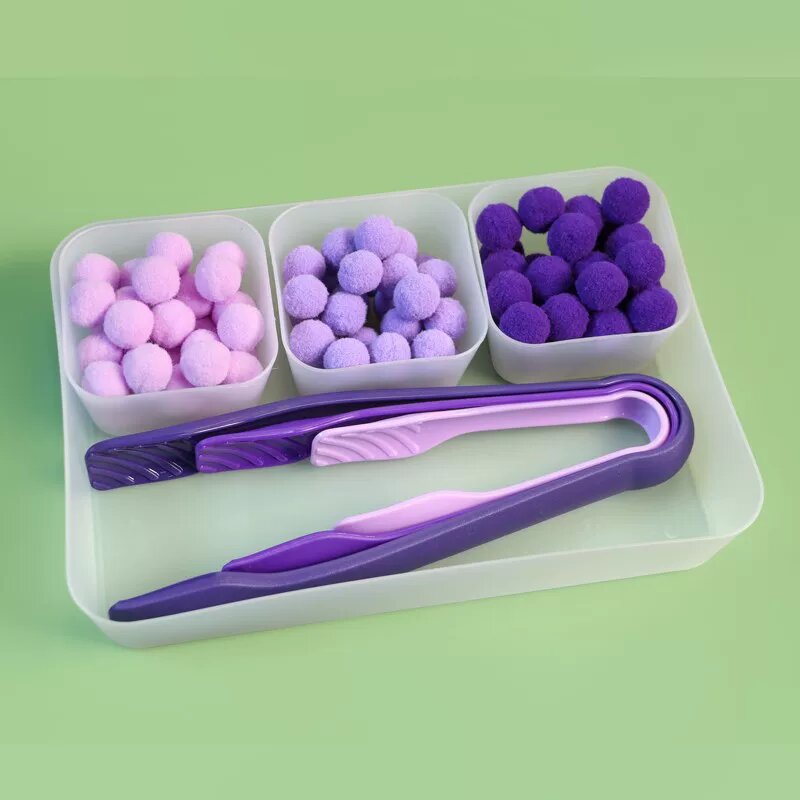 Набор пинцетов для конфет Montessori с 90 фиолетовыми шариками для развития координации рук и глаз, обучающая игрушка