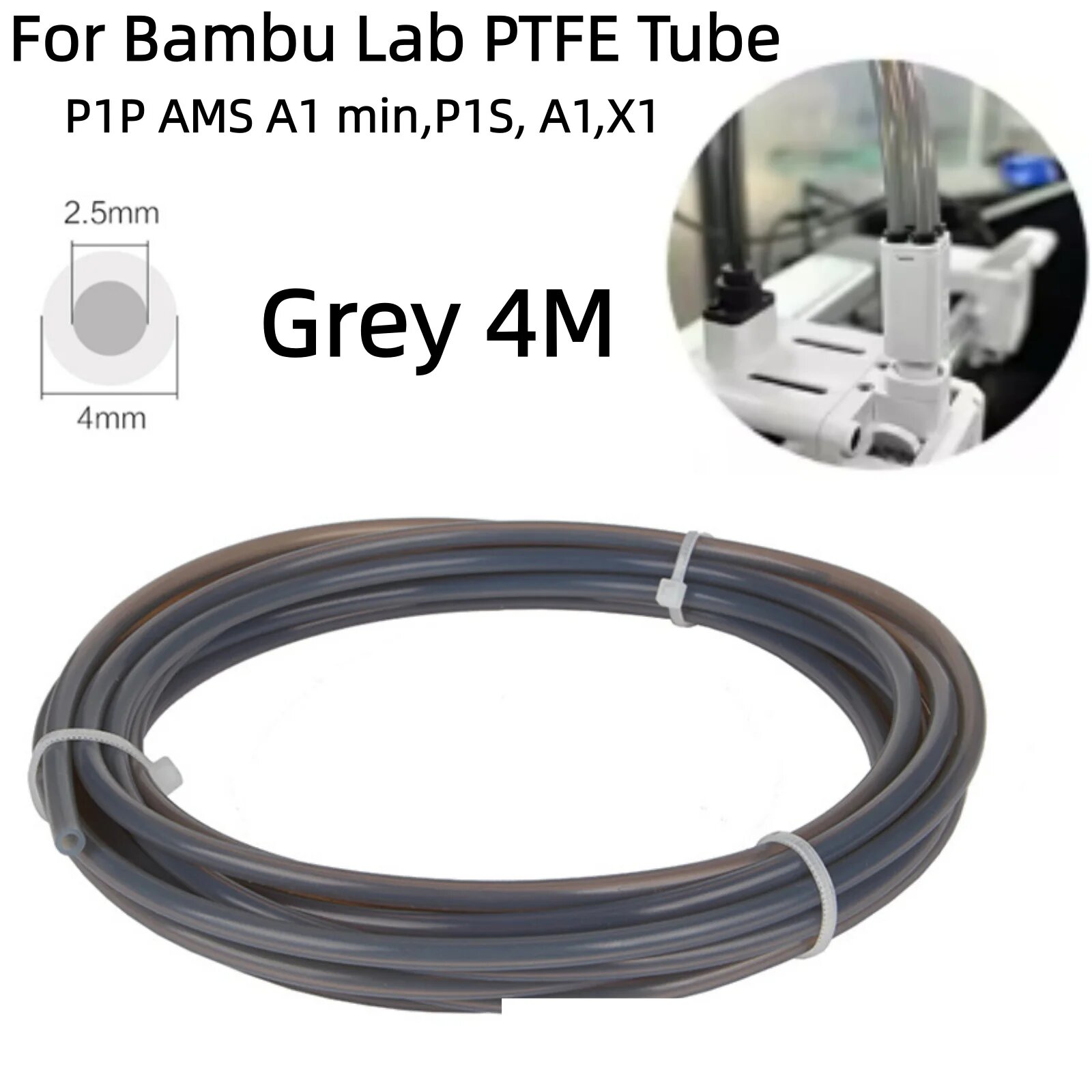 PTFE Экструдер для Bambu Lab P1P AMS A1 Grey 4M