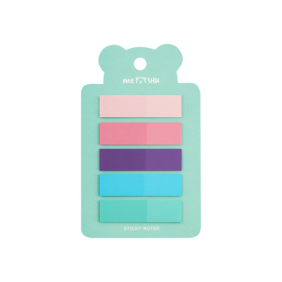 Флажки-закладки MESHU пластиковые, 45*12мм, 20л*5 пастельных цветов, европодвес, 371413